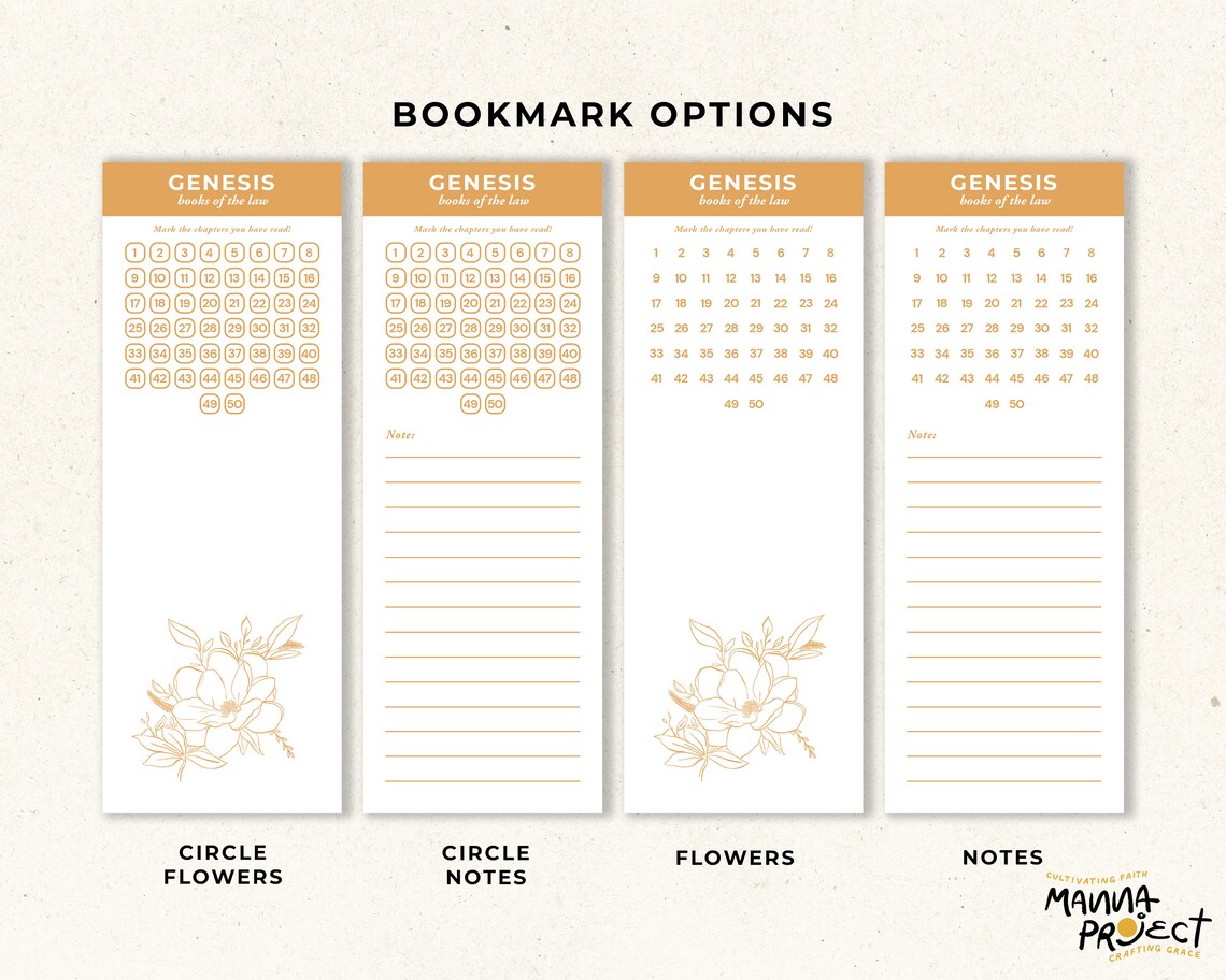 Books of the Bible Bookmark Bundle – Floral & Notes Designs (printable ...