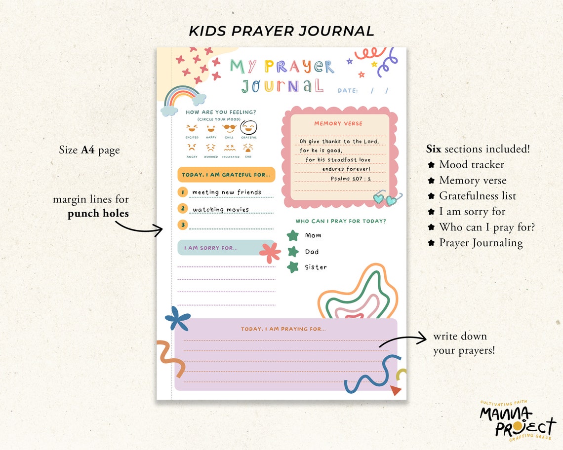 Kids Prayer Journal | Journal for Kids | Printable Prayer Journal ...