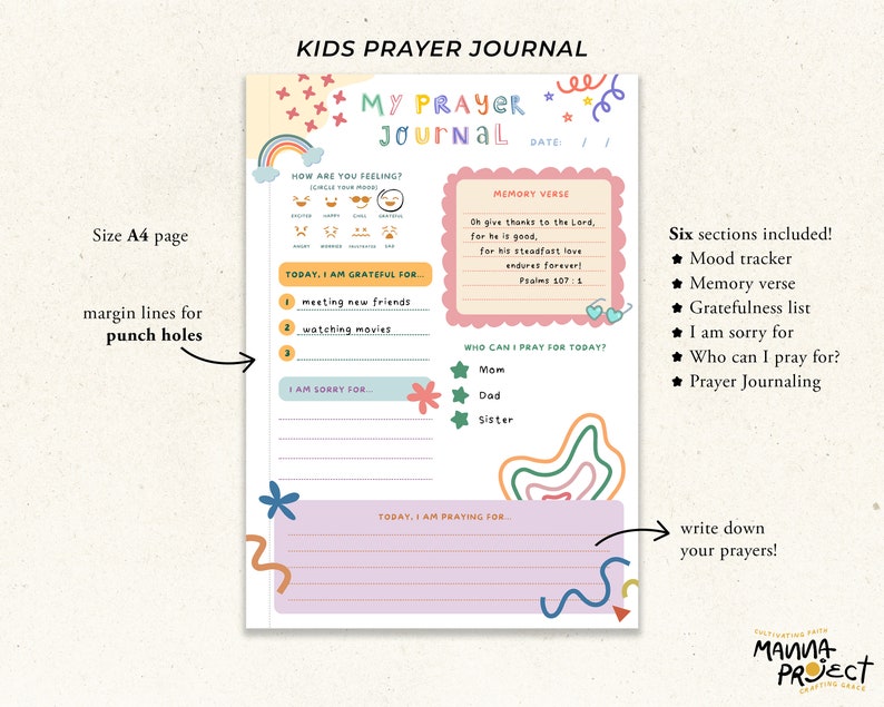 Kids Prayer Journal | Peach Christian Bible Study (printable) - Etsy