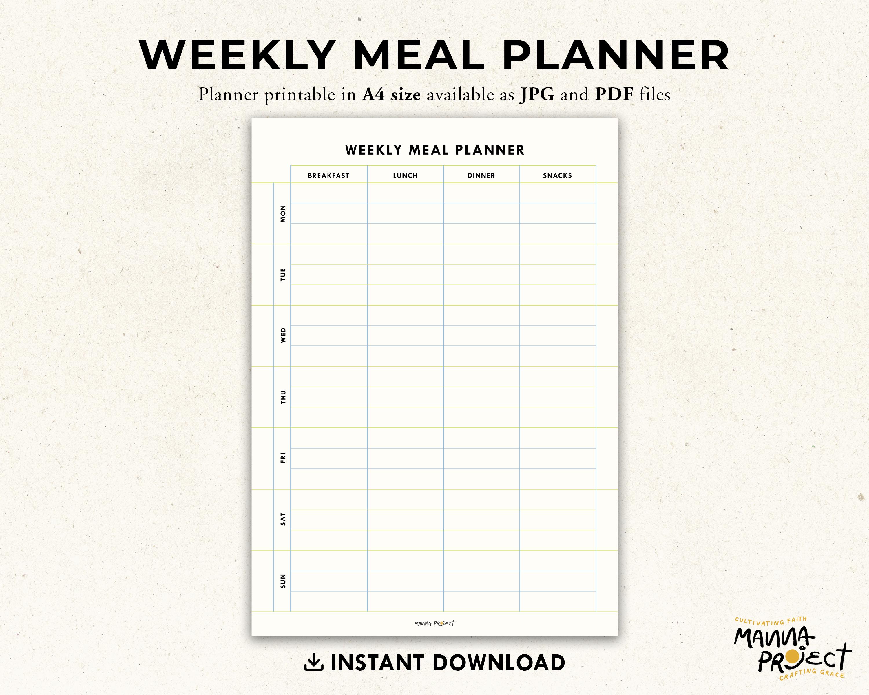 Weekly Meal Planner | Meal Tracker | Meal Prep Planner | Weekly Food ...