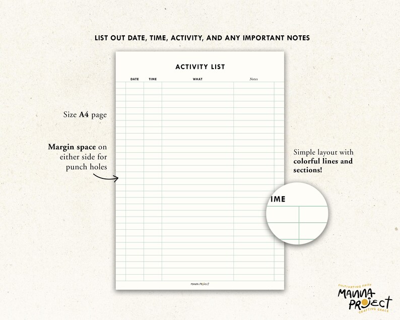Activity List | to Do List Printable | Task List | Checklist Planner ...