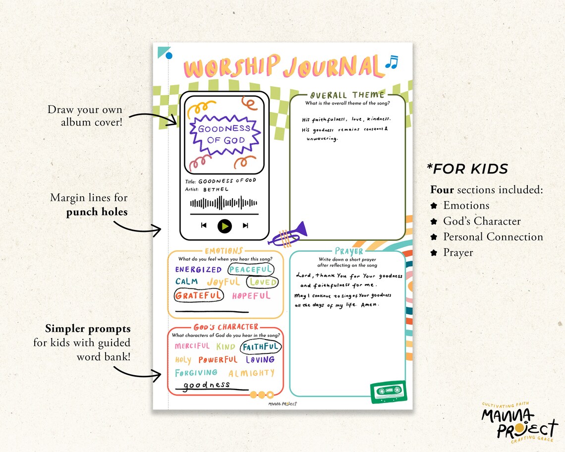 Worship Journal for Kids, Teens, Adults | Prayer Journal | Printable ...