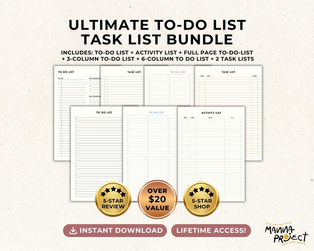 Ultimate to Do List and Task List Bundle | Daily Planner | Daily Task ...