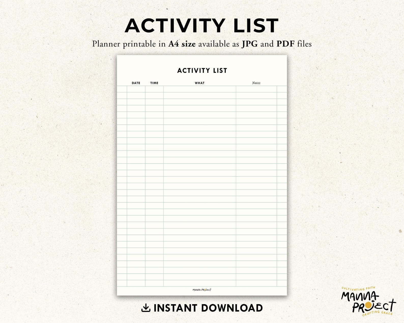 Activity List | to Do List Printable | Task List | Checklist Planner ...