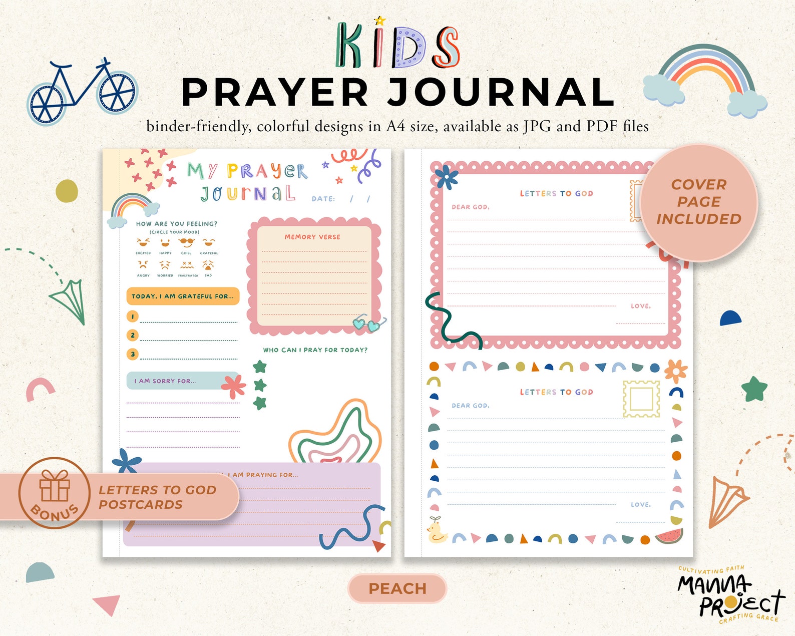 Kids Prayer Journal | Peach Christian Bible Study (printable) - Etsy