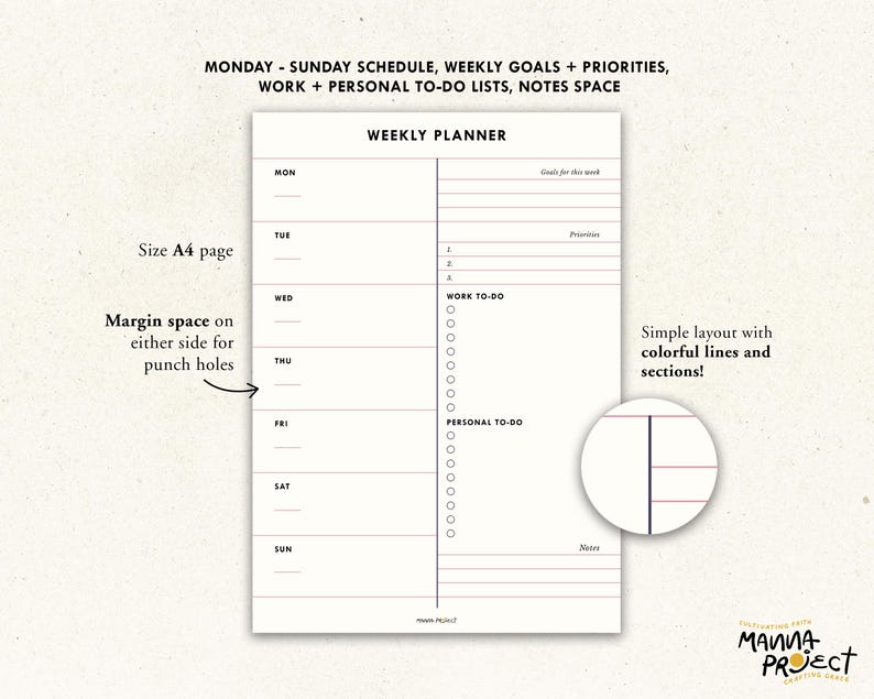 Weekly Planner | Weekly Calendar | Weekly Schedule | Weekly Goals ...