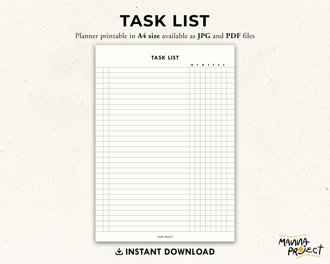 Task List & Habit Tracker | Weekly Checklist (PDF, JPG) - Etsy