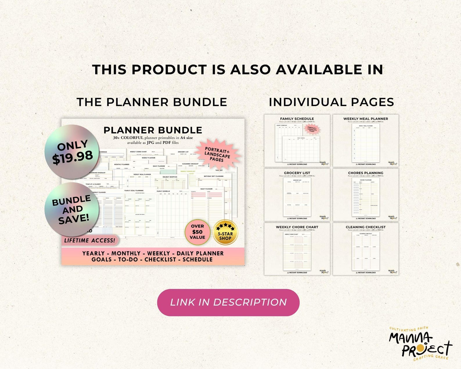 Family Planner Bundle | Chore Chart, Meal Prep, Cleaning (digital ...