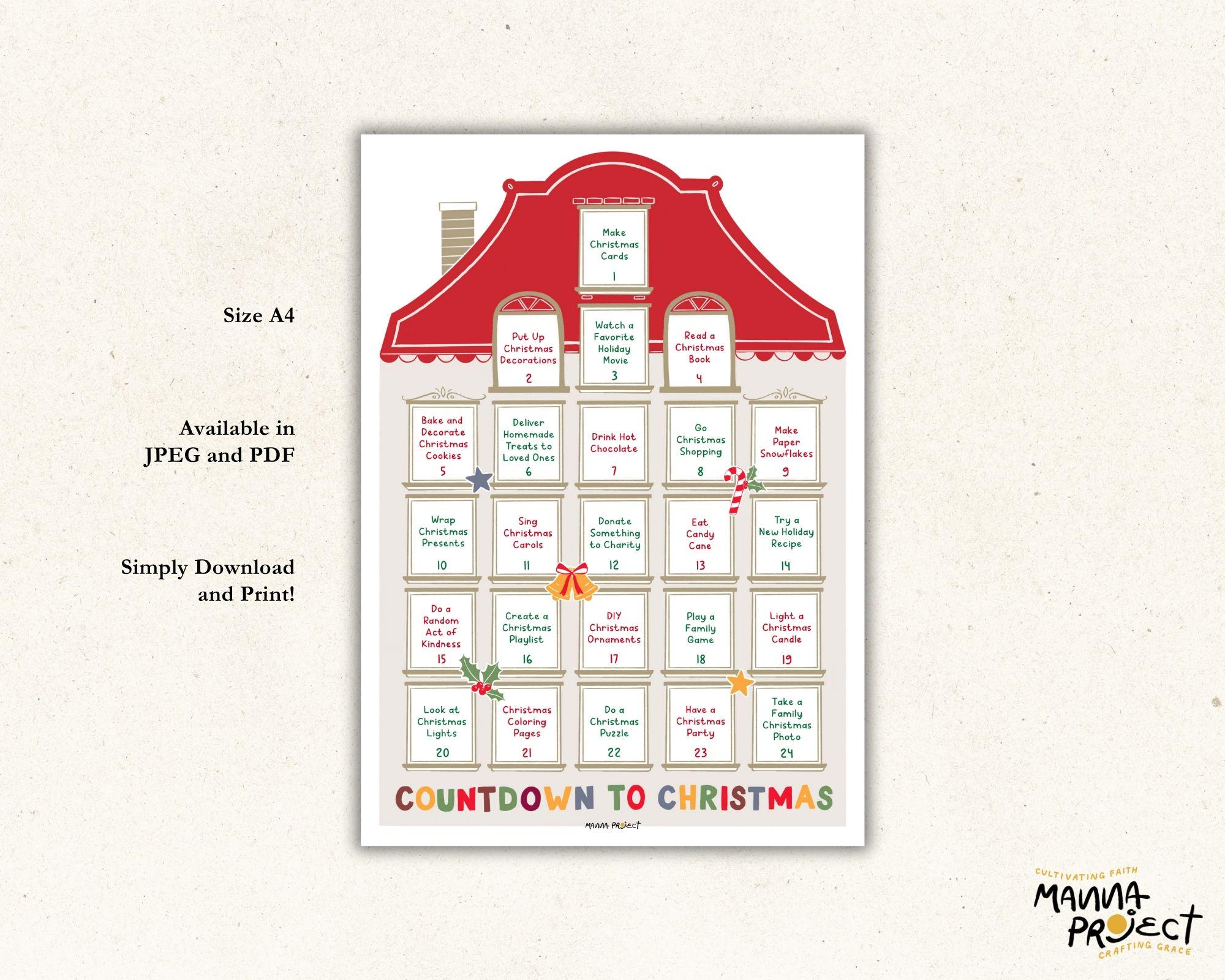 Christmas Advent Calendar Printable | Holiday Activity Cards (digital ...