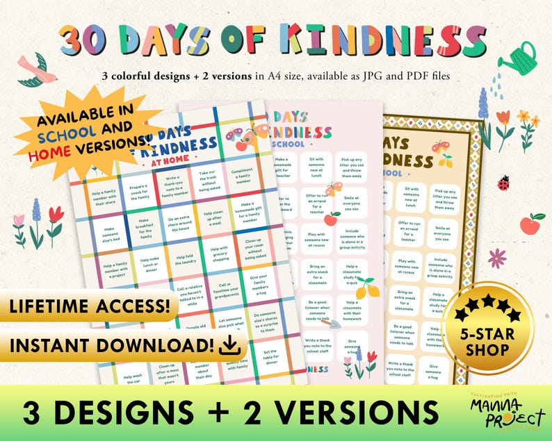 30 Days of Kindness Printable | Home and School Versions | Kindness ...