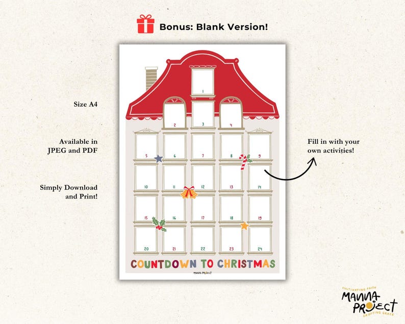 Christmas Advent Calendar Printable | Holiday Activity Cards (digital ...
