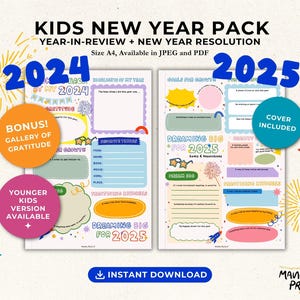 Kids New Year Pack | New Year Resolutions Printable for Kids | New Year ...