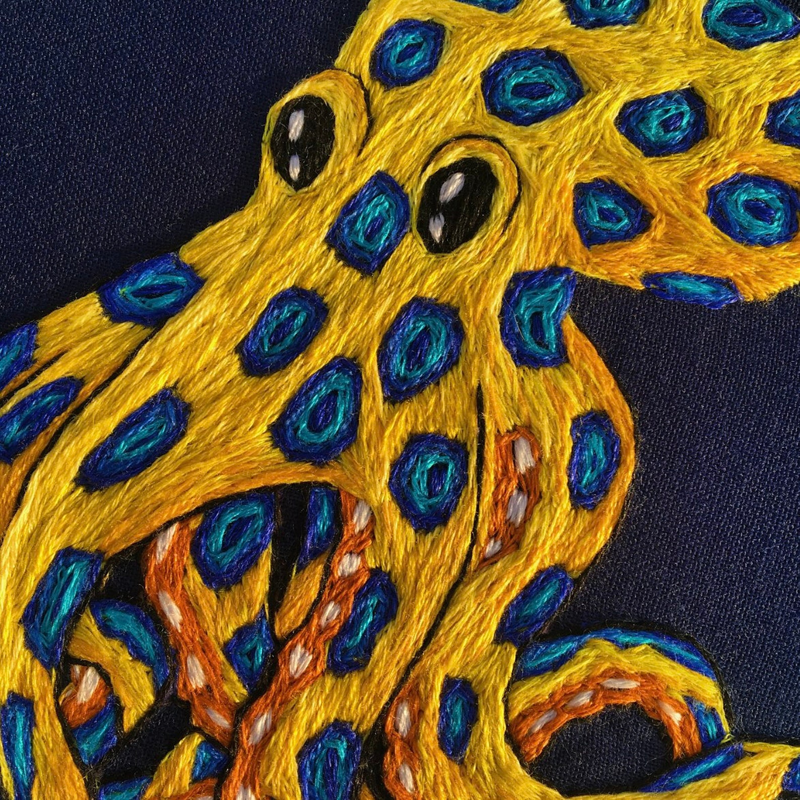 Blue-ringed Octopus Embroidery Hoop - Ocean's Hidden Gem in Stitched ...