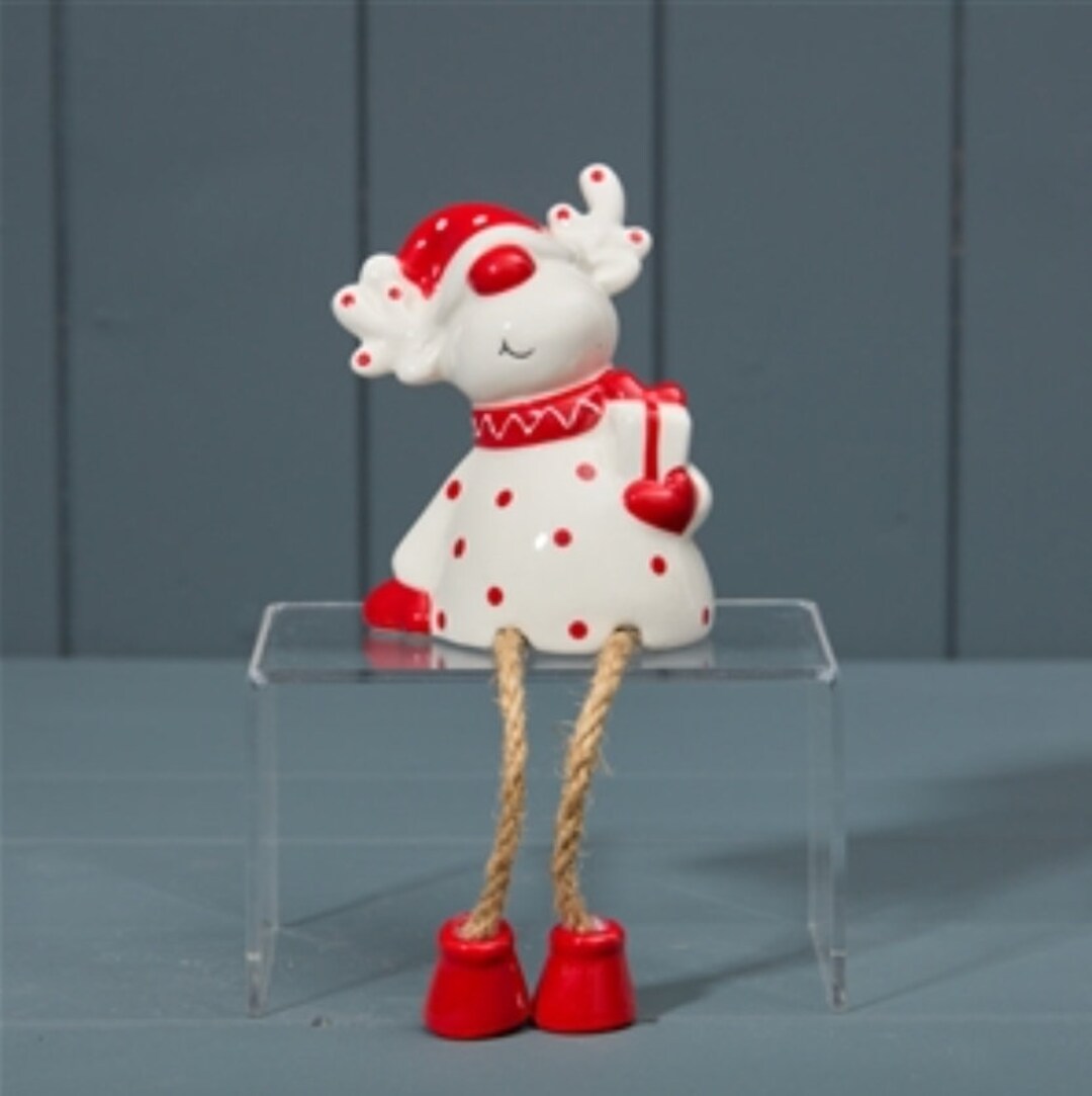 Christmas Sitting Reindeer Ornament Dangly Legs 9.5cm - Etsy