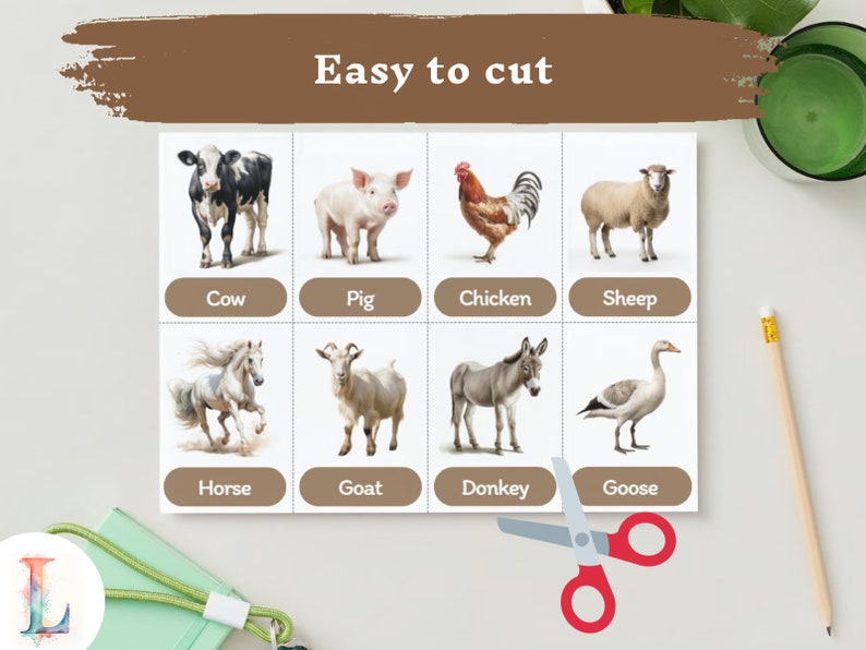 Flash Cards Farm Animals English | Montessori Toddler Kids Learning ...