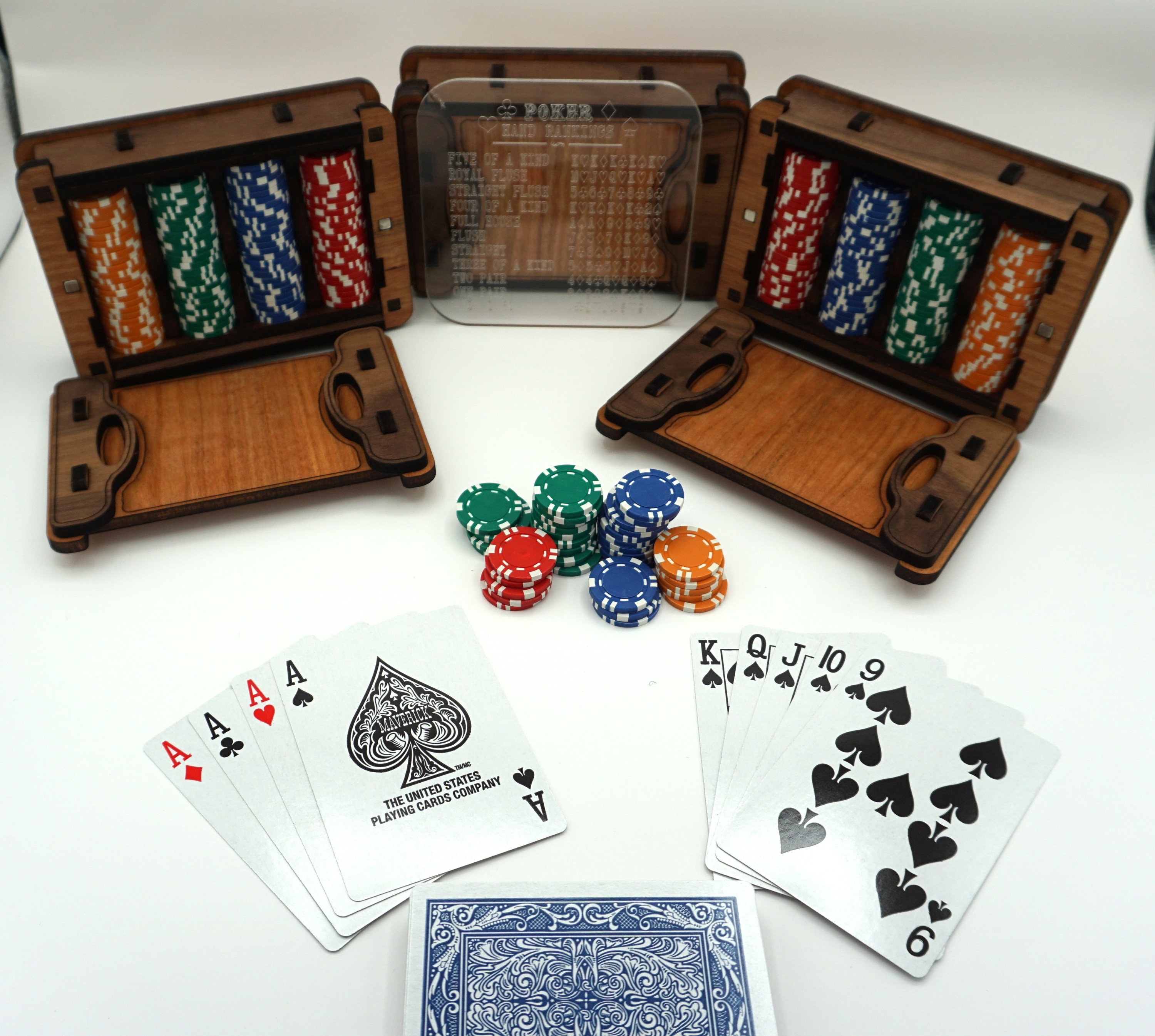 Wooden Gambler's Chest: Poker Set With Chips & Cards - Etsy