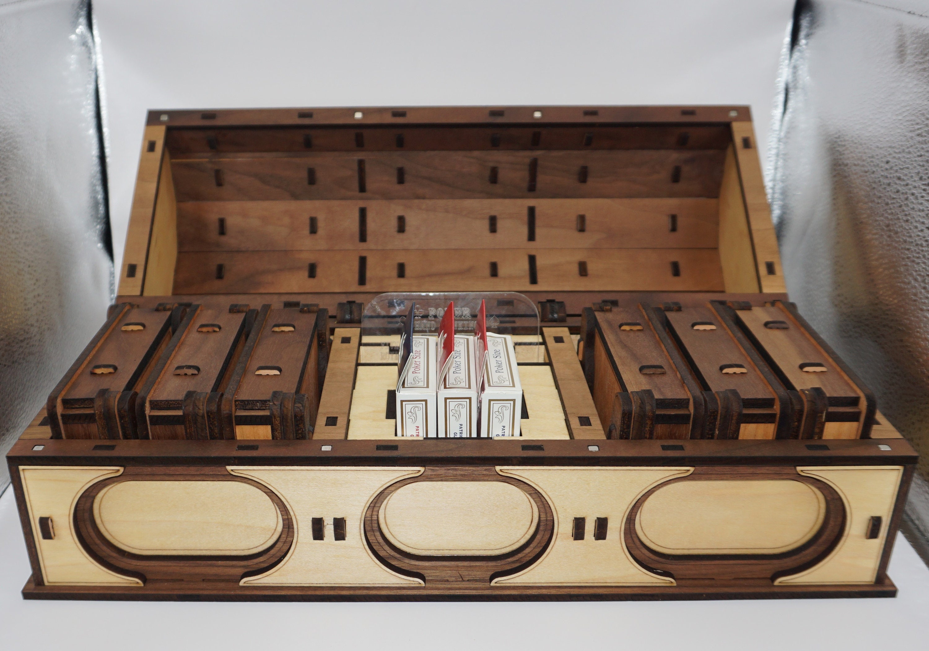 Wooden Gambler's Chest: Poker Set With Chips & Cards - Etsy
