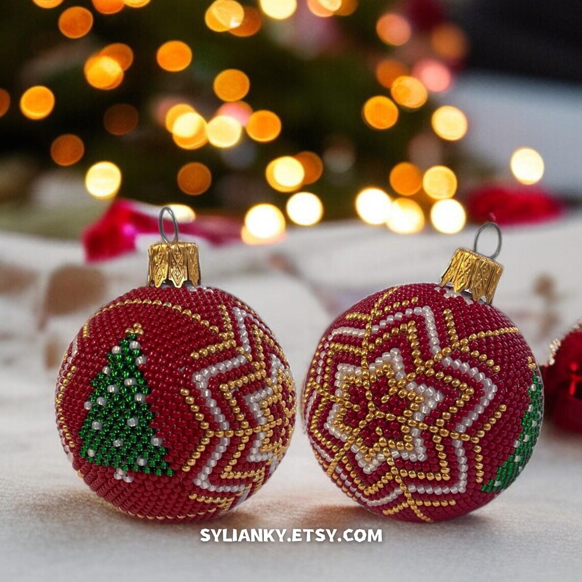 Beaded Ornament Pattern - 3d Beading - Peyote Christmas Bauble ...