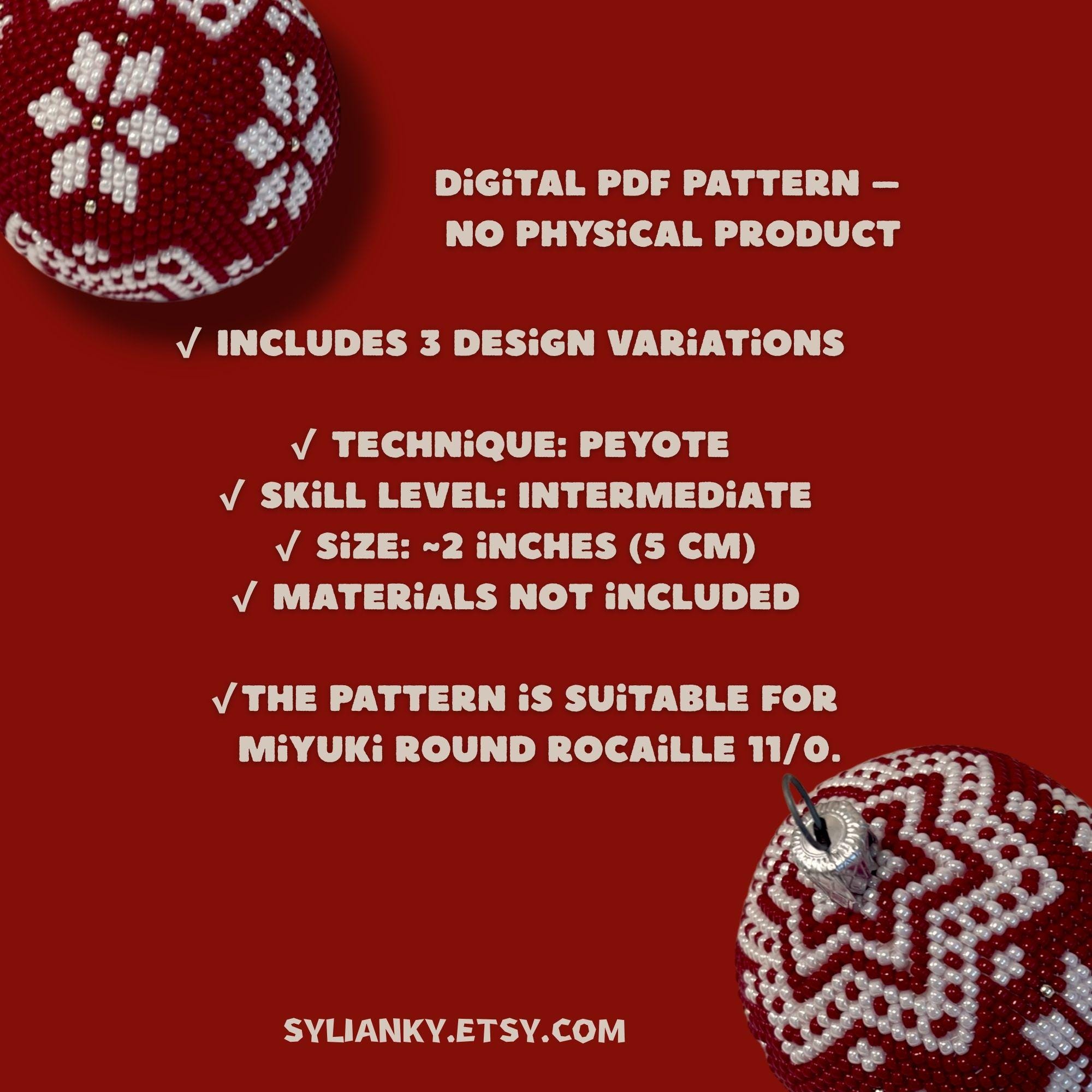 Peyote Beaded Ball Pattern PDF - 3D Christmas Ornament Design - DIY ...