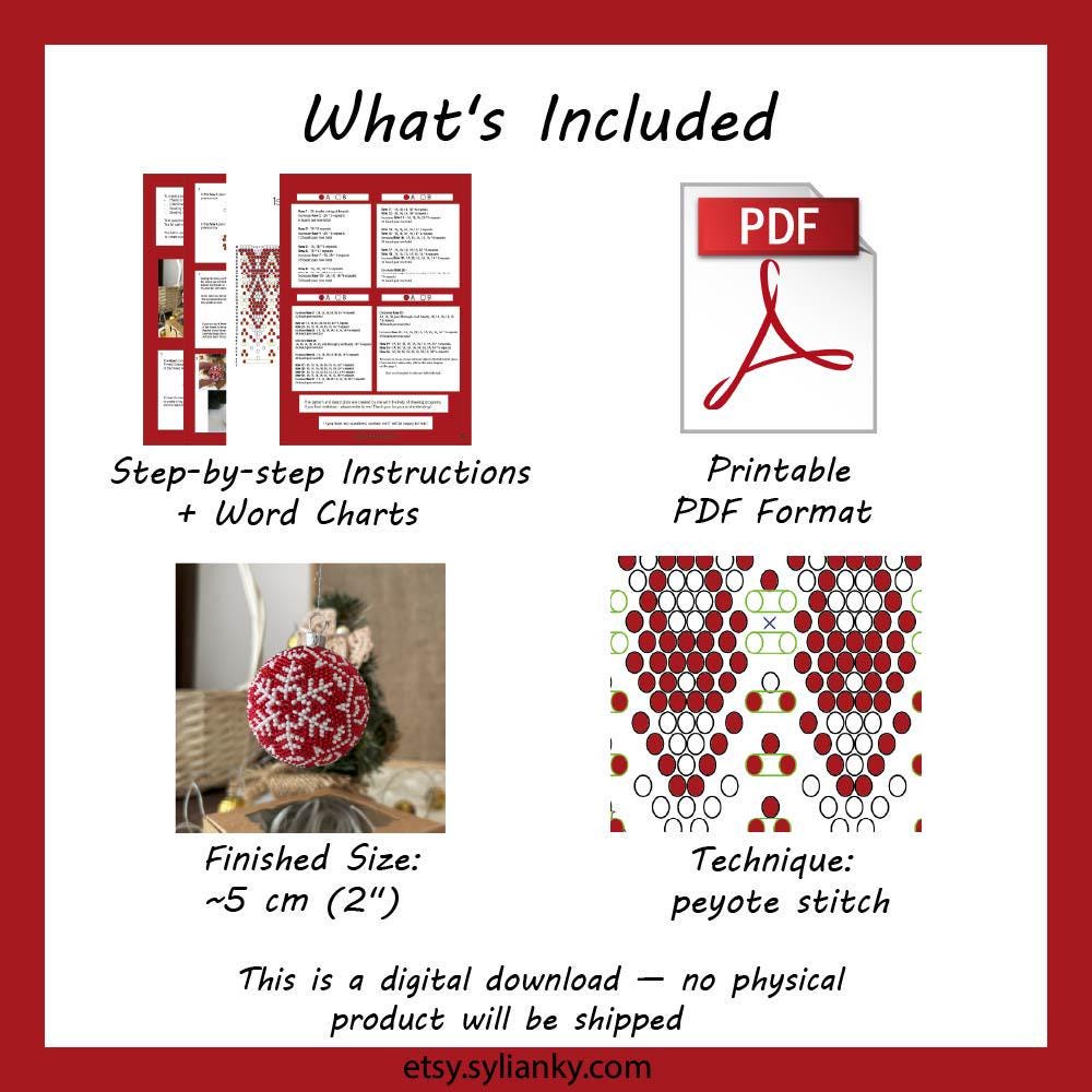 Red Peyote Stitch Beaded Ball 5sm Pattern – DIY Tutorial PDF ...