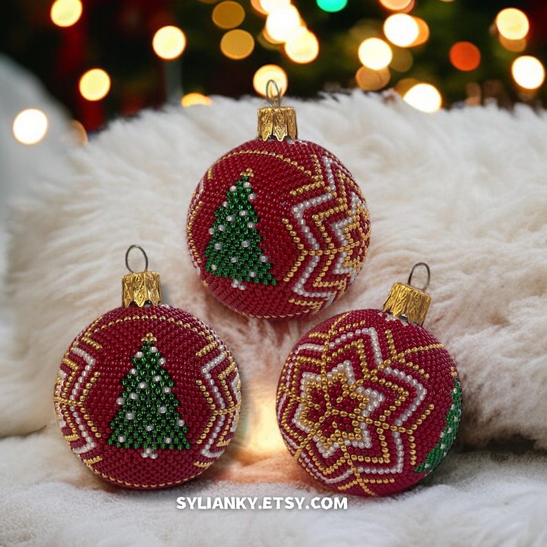 Beaded Ornament Pattern - 3d Beading - Peyote Christmas Bauble ...