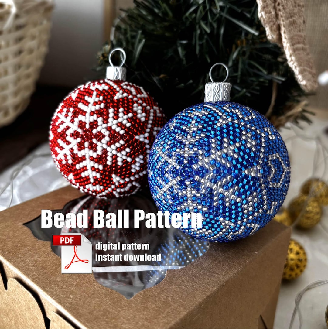 Red Beaded Ball Pattern – Peyote Ornament PDF Tutorial – Holiday Bead ...