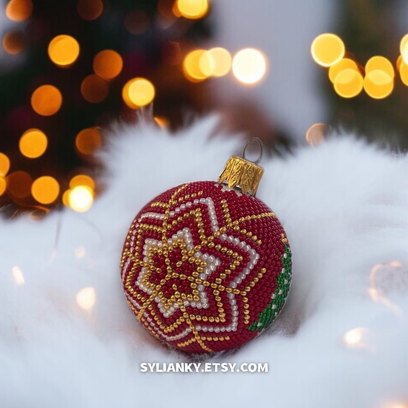 Beaded Ornament Pattern - 3d Beading - Peyote Christmas Bauble ...