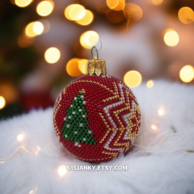 Beaded Ornament Pattern - 3d Beading - Peyote Christmas Bauble ...