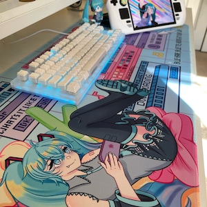 Sleepy Miku Desk Mat: Gaming Desk Decor (31.5in X 15.7in) - Etsy