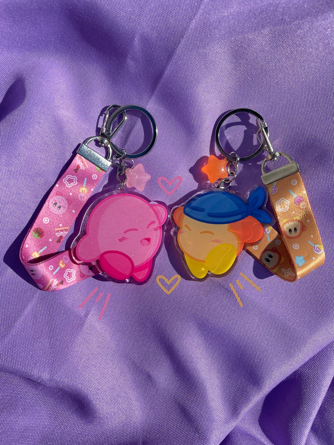 Matching Kirby and Waddle Dee Keychain Lanyards// Acrylic 2.5n ...