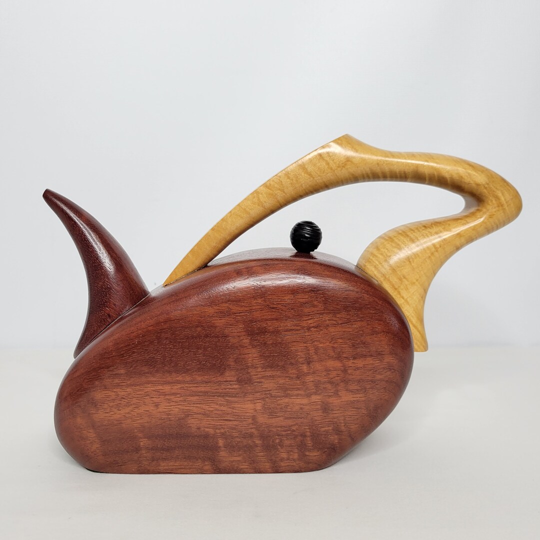 Charles B. Cobb Art Purple Heart Maple Wood Tea Pot Sculpture Signed - Etsy