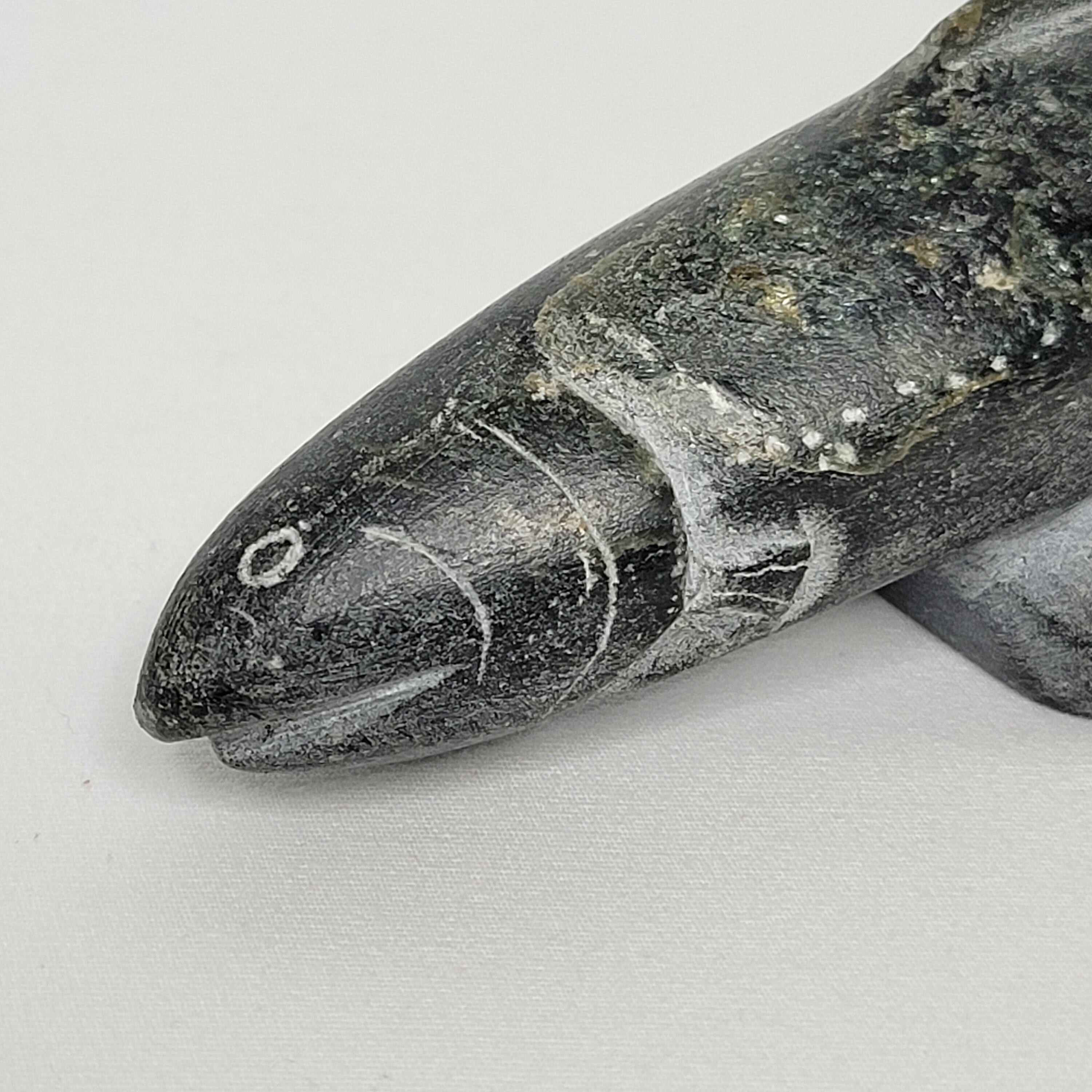 Vintage Josie Papialuk Puppy Inuit Eskimo Soapstone Fish Salmon Carving ...