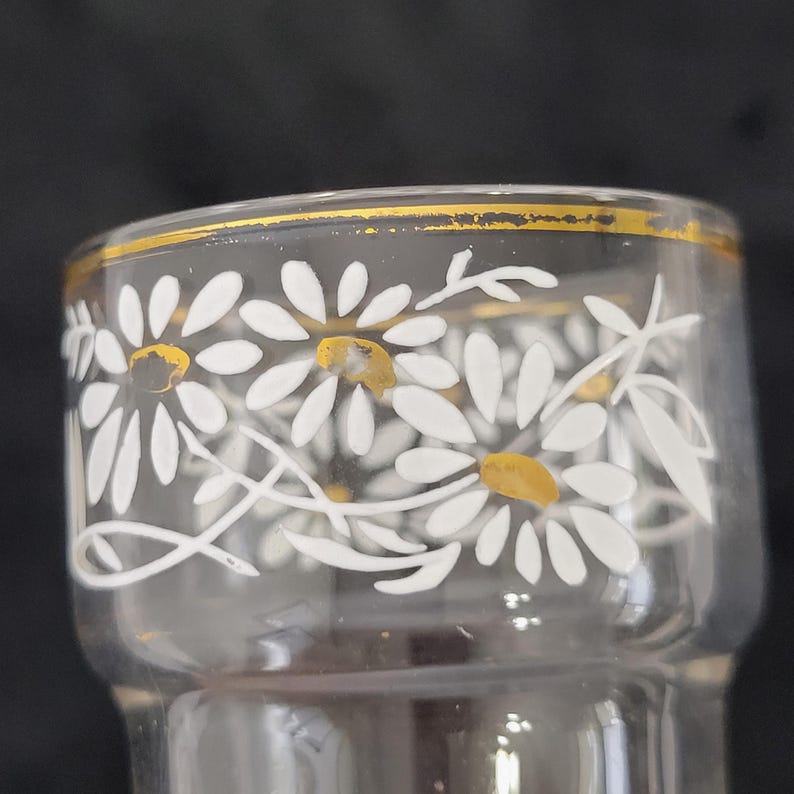 Set of 7 Vintage White Daisy Floral Gold Trim Stackable Shot Glasses - Etsy