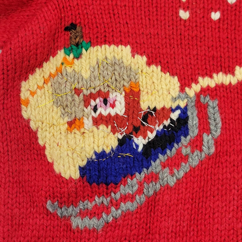 Vintage the Talbots Small Red Handknitted Wool Christmas Sweater Santa ...