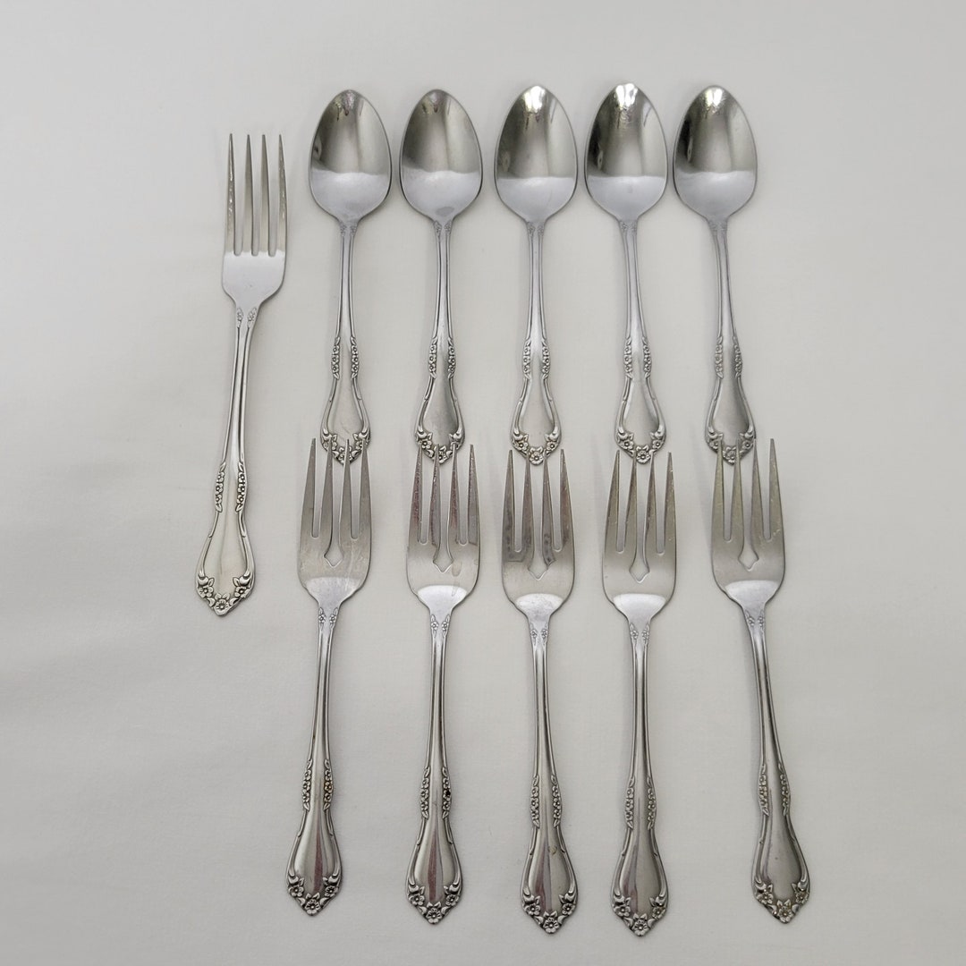 Set of 11 WMA Rogers Deluxe Oneida Mansfield Stainless Flatware Forks ...