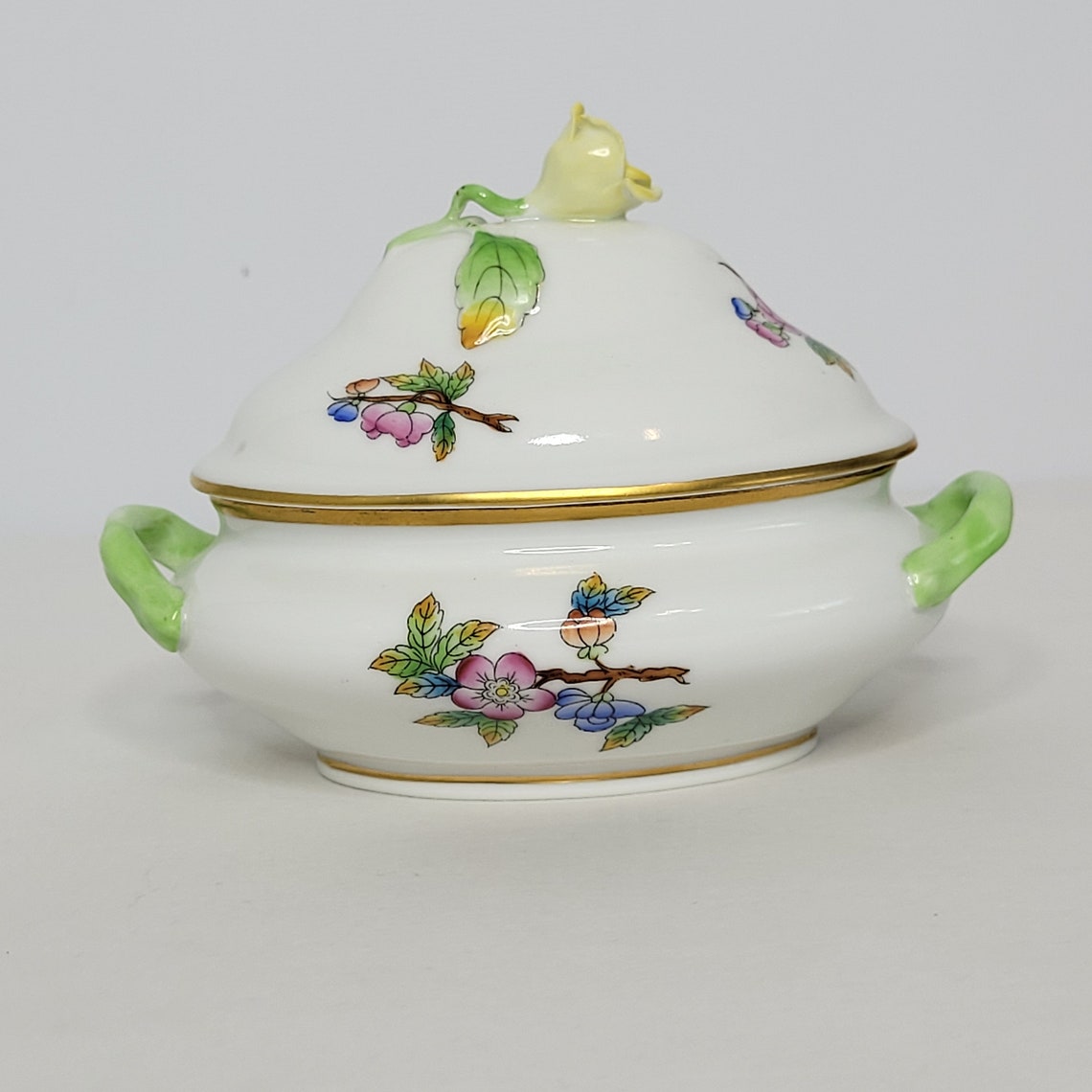 Vintage Herend Queen Victoria Mini Tureen With Yellow Rose Lid Finial ...