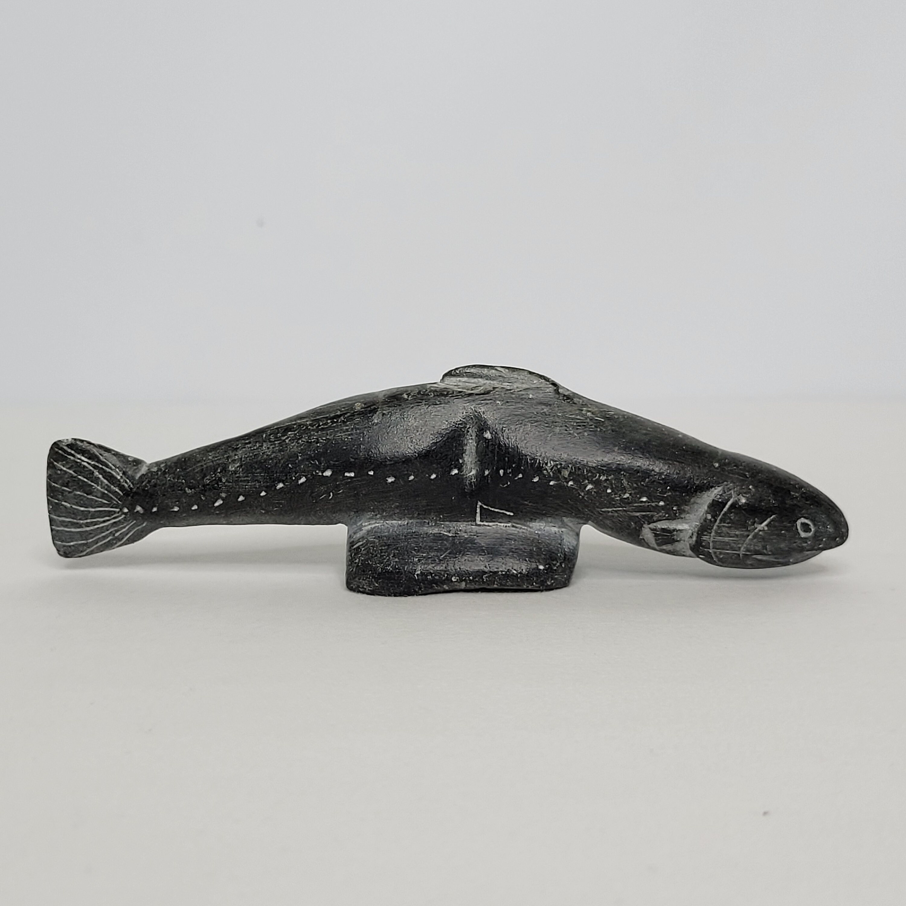 Vintage Josie Papialuk Puppy Inuit Eskimo Soapstone Fish Salmon Carving ...