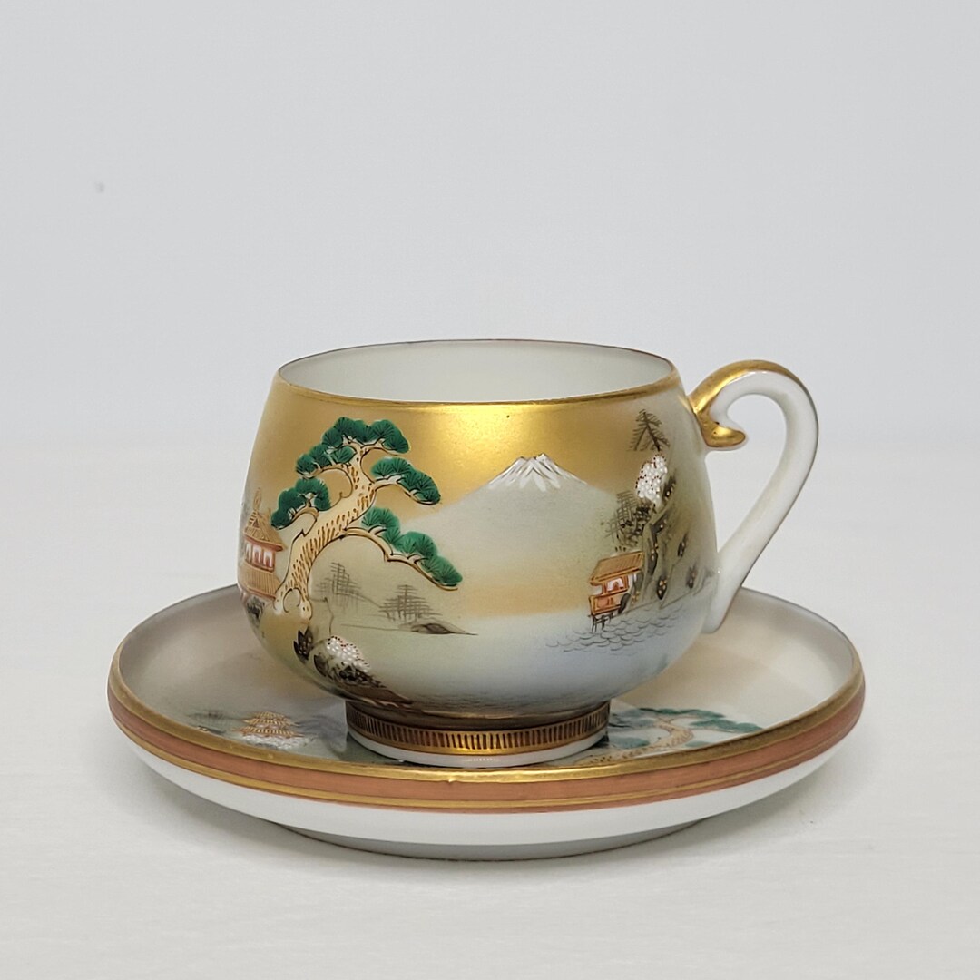 Vintage Japanese Geisha Lithophane Tea Cup Saucer Scenic Mt. Fuji - Etsy