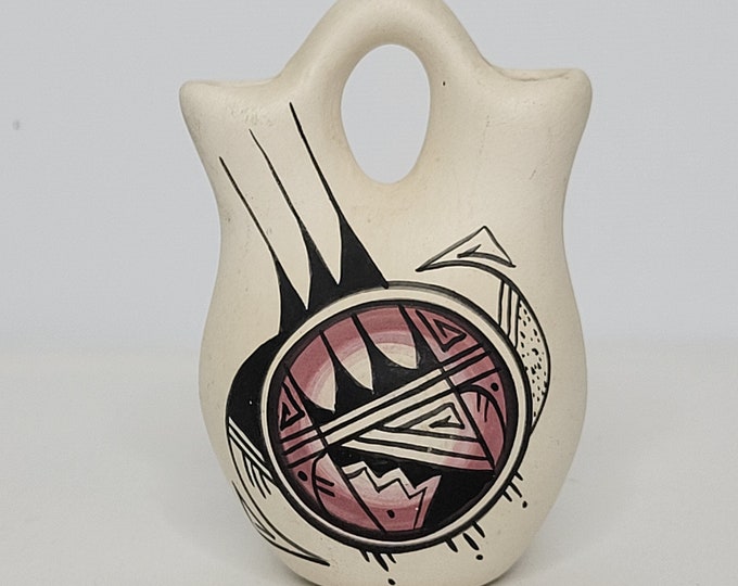 Vintage Native American Ute White Pottery Small Wedding Vase 4" X 2.75 ...