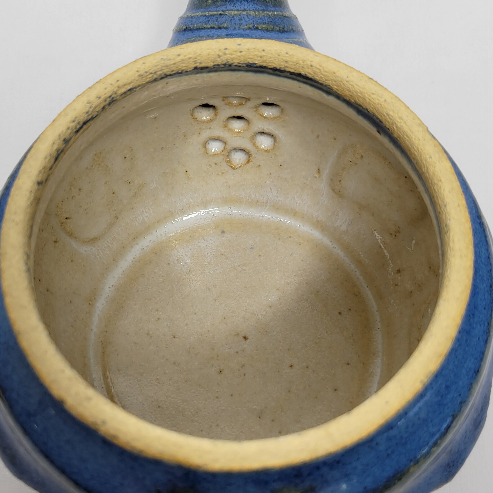Signed Jim Clark Blue Art Pottery Hexagonal Teapot With Blue ...