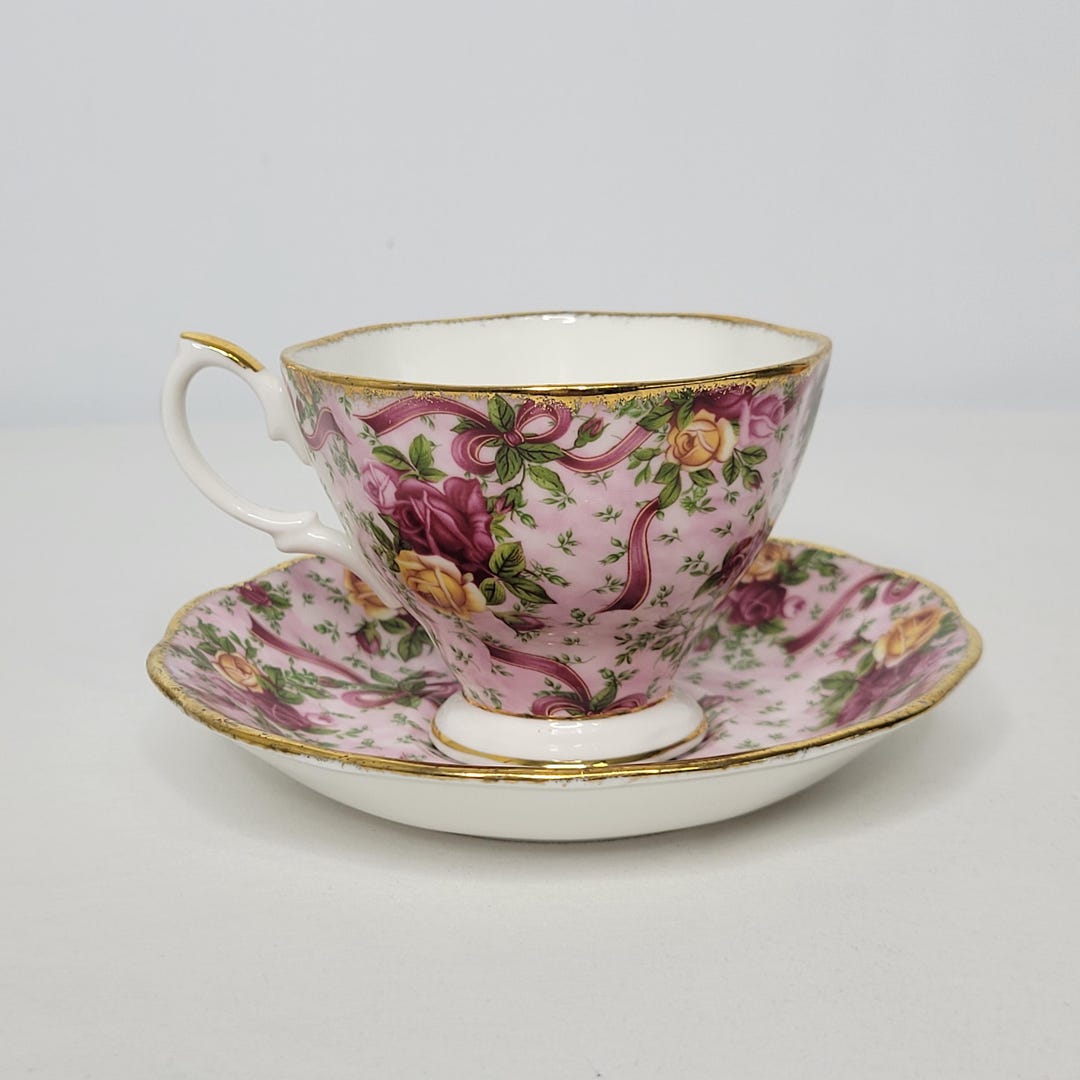 Royal Albert Old Country Roses Ruby Celebration Pink Chintz Footed Cup ...