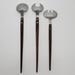 3 Piece Vintage MCM Nevco Salad Serving Set Spoons Stainless Wood ...