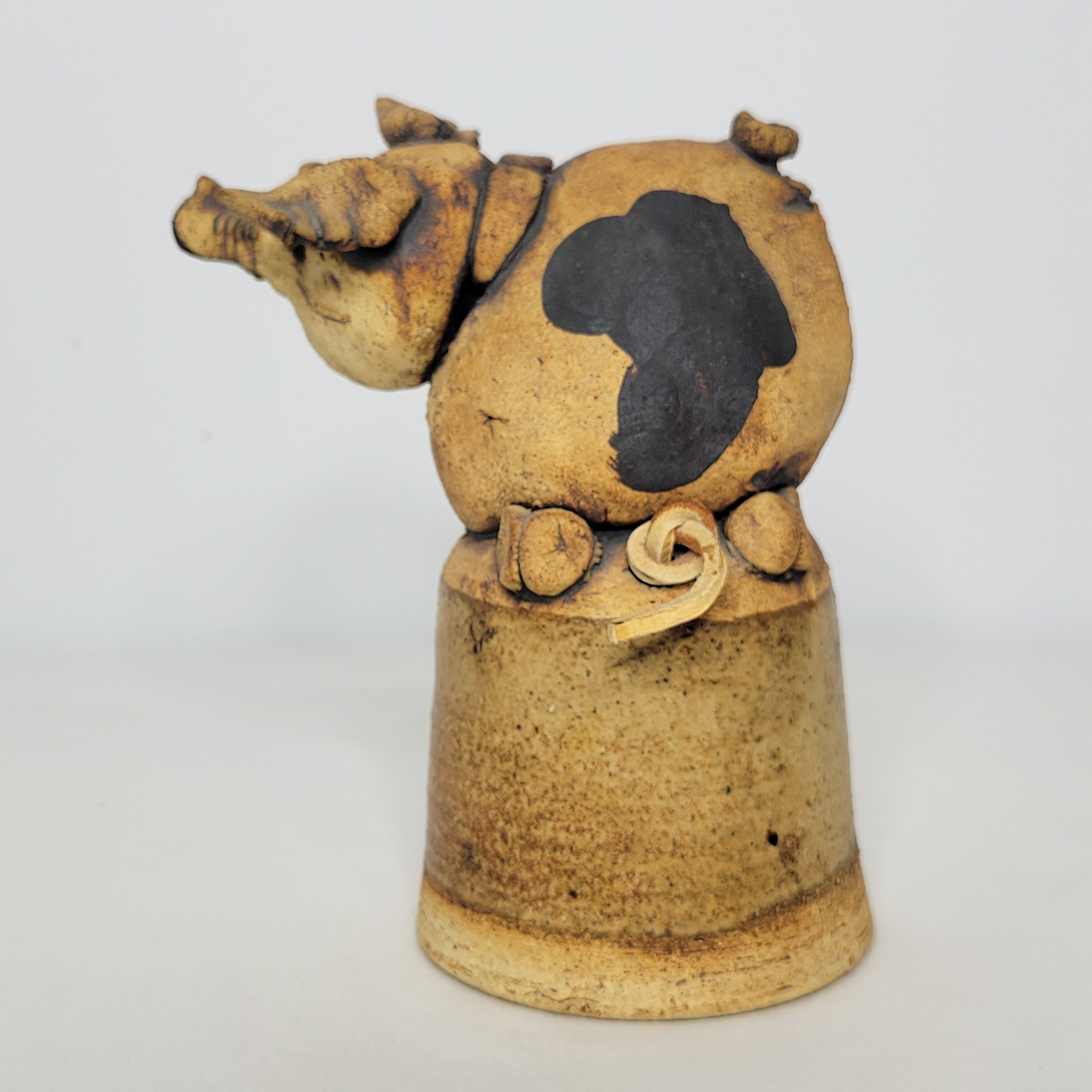 Vintage Signed Todd Warner 6" Tall Art Pottery Pig Bell Sculpture ...