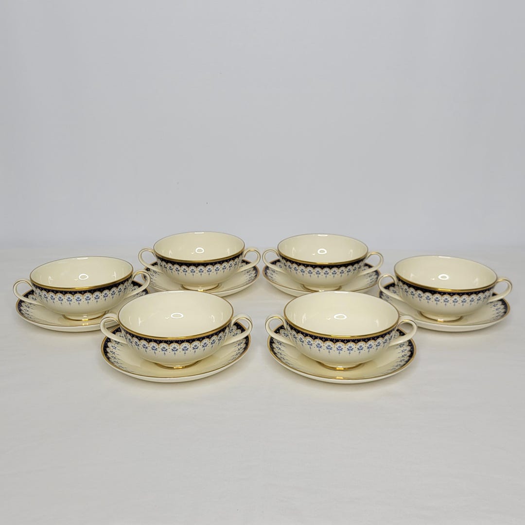 Set of 6 Vintage Minton Consort Floral Footed Cream Soup Bowls ...