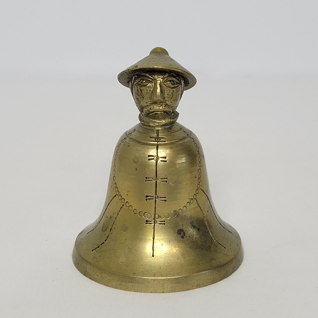 Figural Emperor Shaped Brass Bell Chinese Man China Asian Oriental 3" X ...