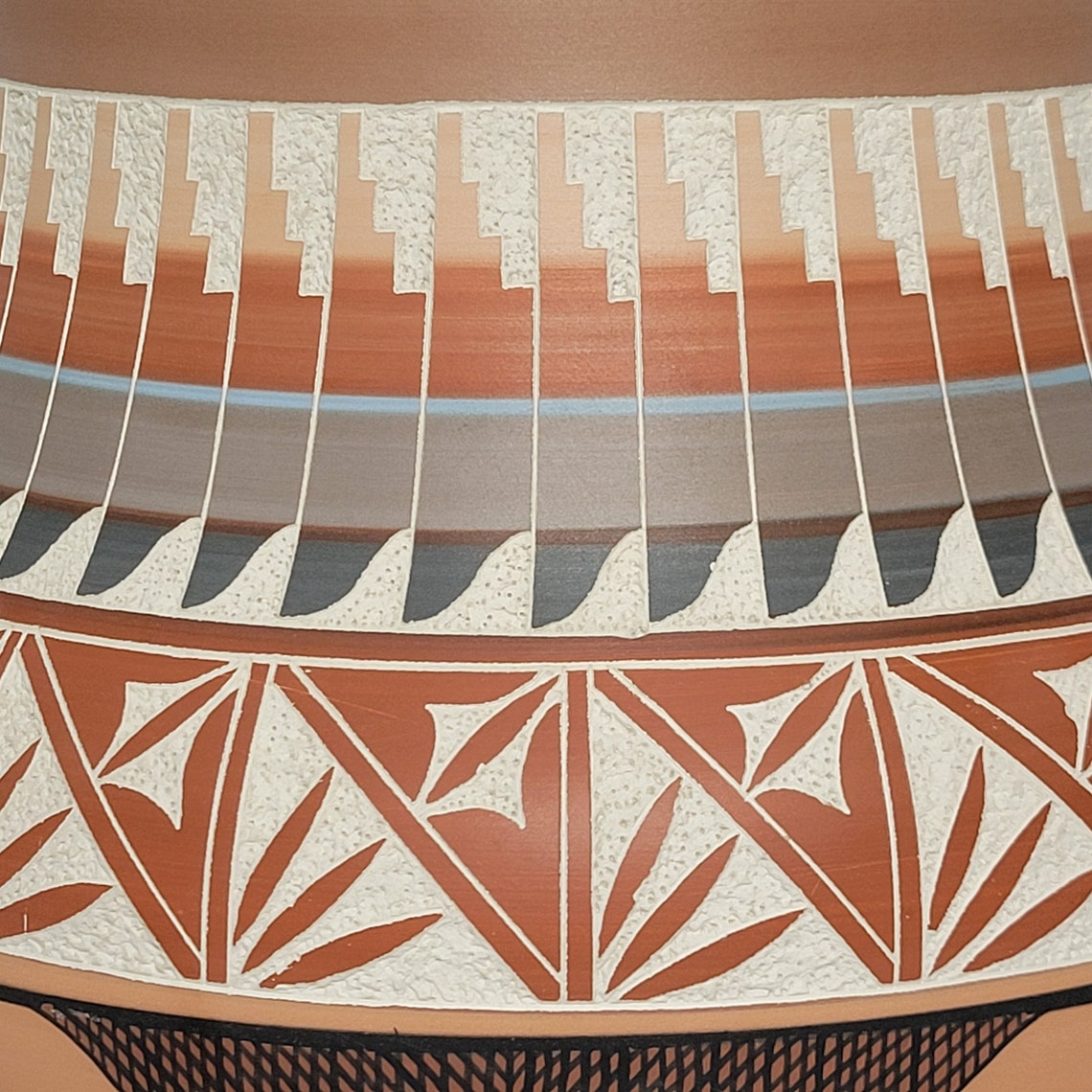Native American Navajo Hand Painted Etched Art Pottery Pot Signed E ...