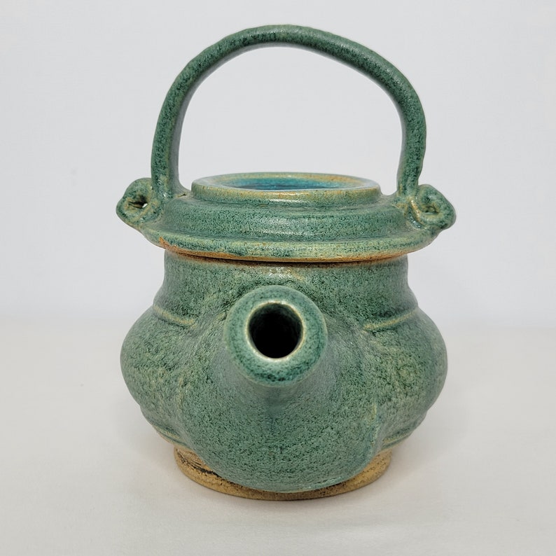 Signed Jim Clark Art Pottery Green Teapot Tea Pot With Green Crystaline ...