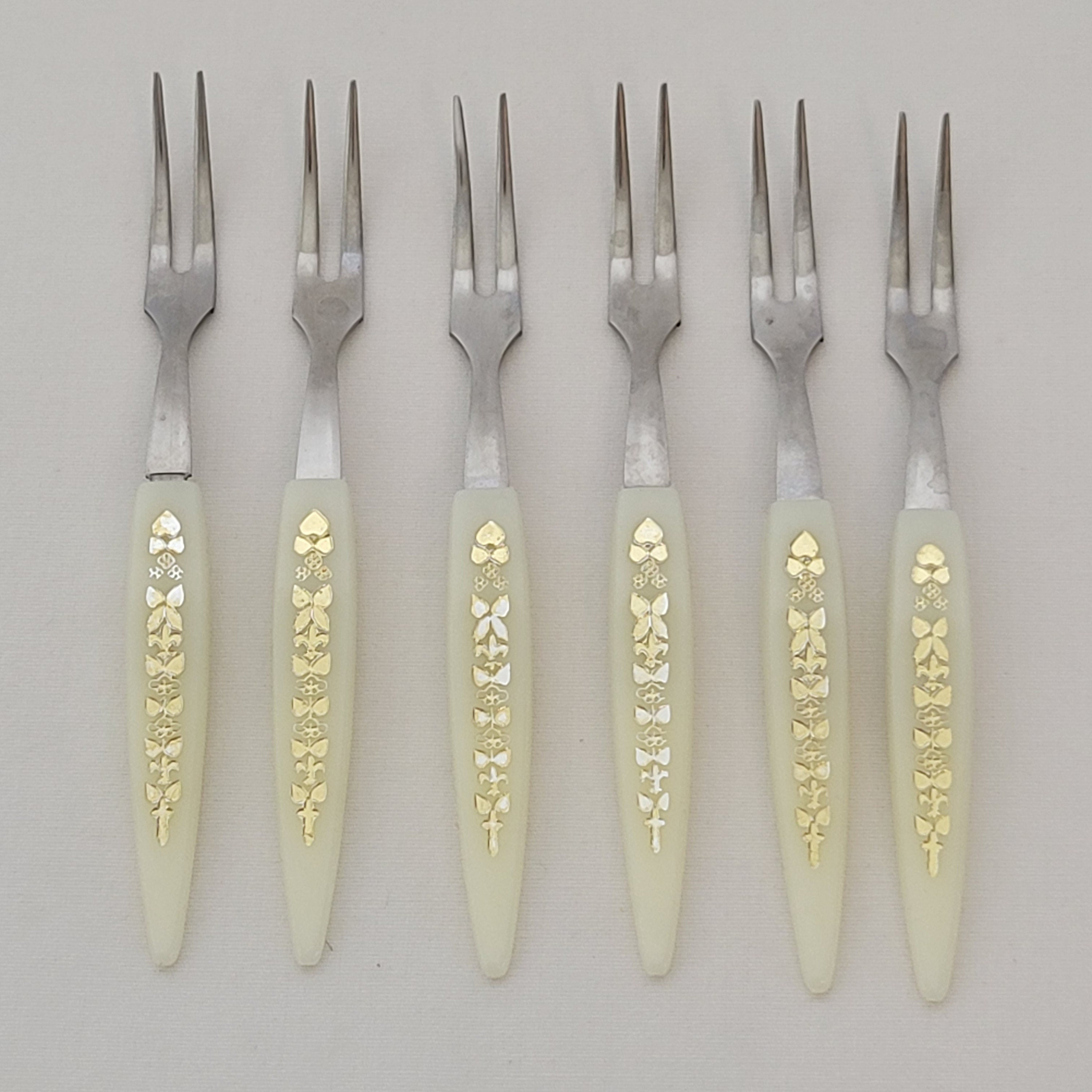 Set of 11 Vintage Plastic Handle Stainless Mini Cocktail Appetizer ...