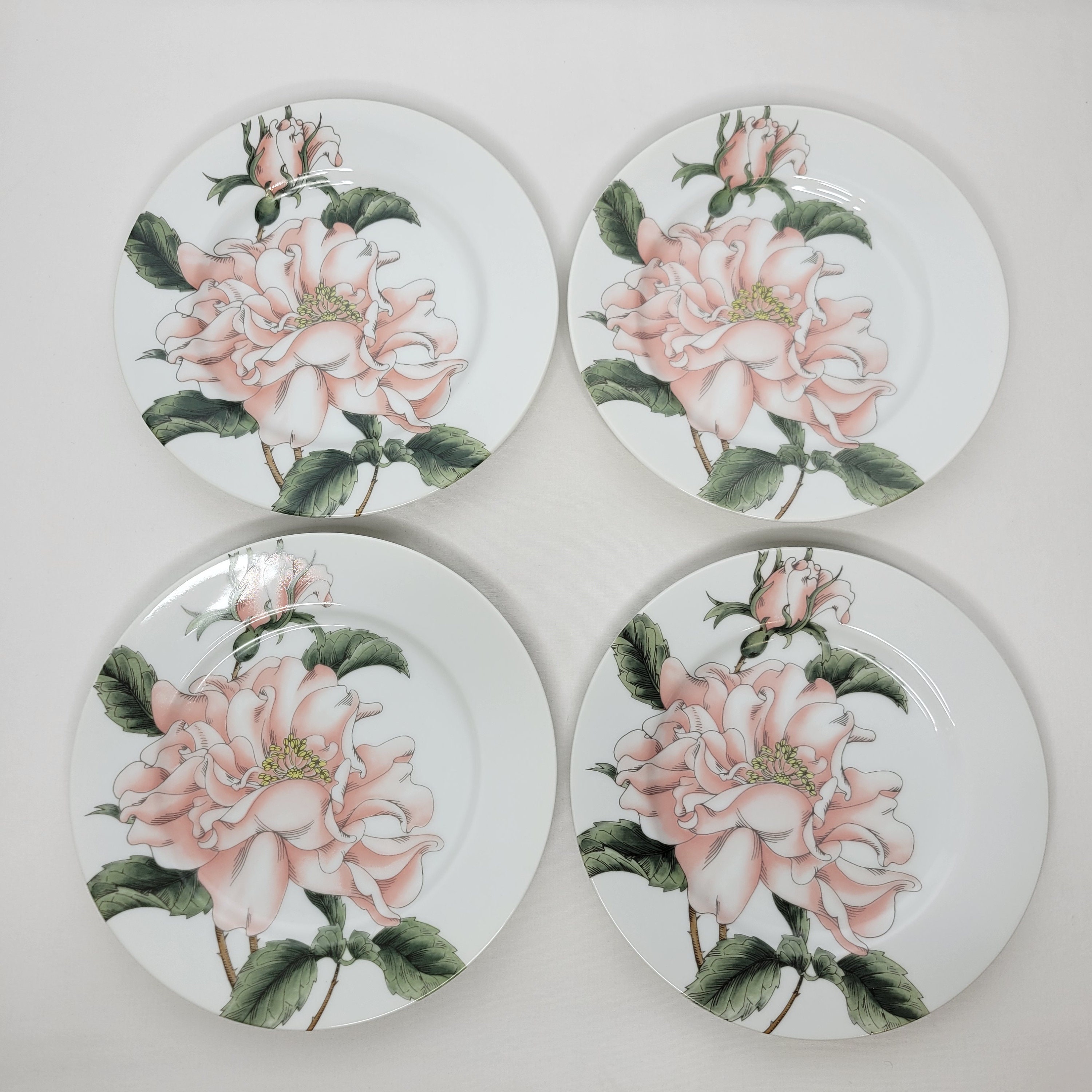 Set of 4 Vintage Fitz and Floyd Summer Rose Salad Lunch Plates Dishes 7 ...