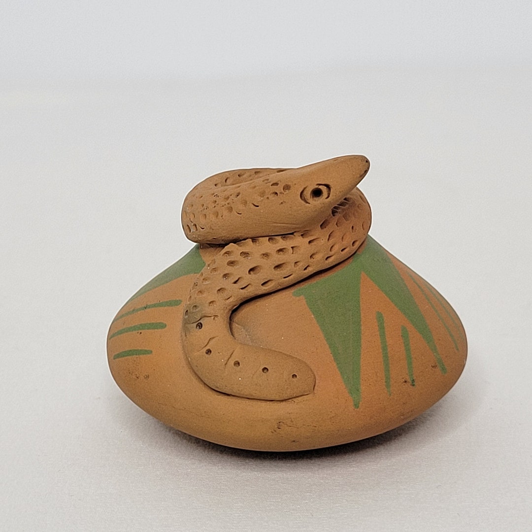 Native American Clay Coiling Snake Painted Mini Pot 2" H X 2.5" W - Etsy